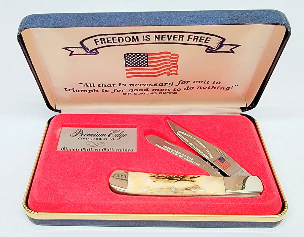 1991 "Mission Accomplished" Operation Desert Storm Bear MGC Stag Trapper Knife | USA – Hers and ...