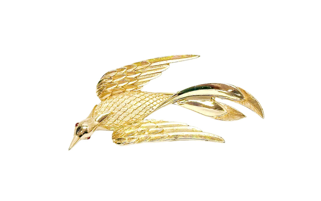 Rare Crown Trifari Gold Tone Scissor Tail Bird In Flight Brooch Pin ...
