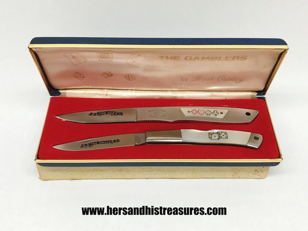 Vintage Frost Cutlery THE GAMBLERS Knife Set ~ New Old Stock In Box ...