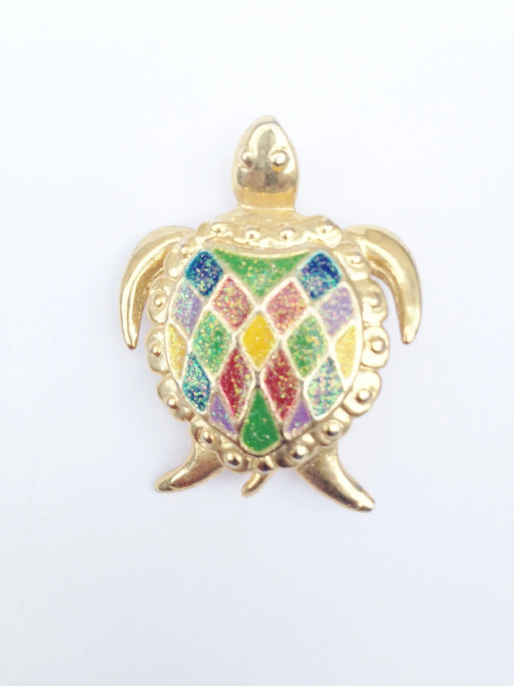 Gold Toned Multi Colored Shell Turtle Brooch Pin – Hers and His Treasures