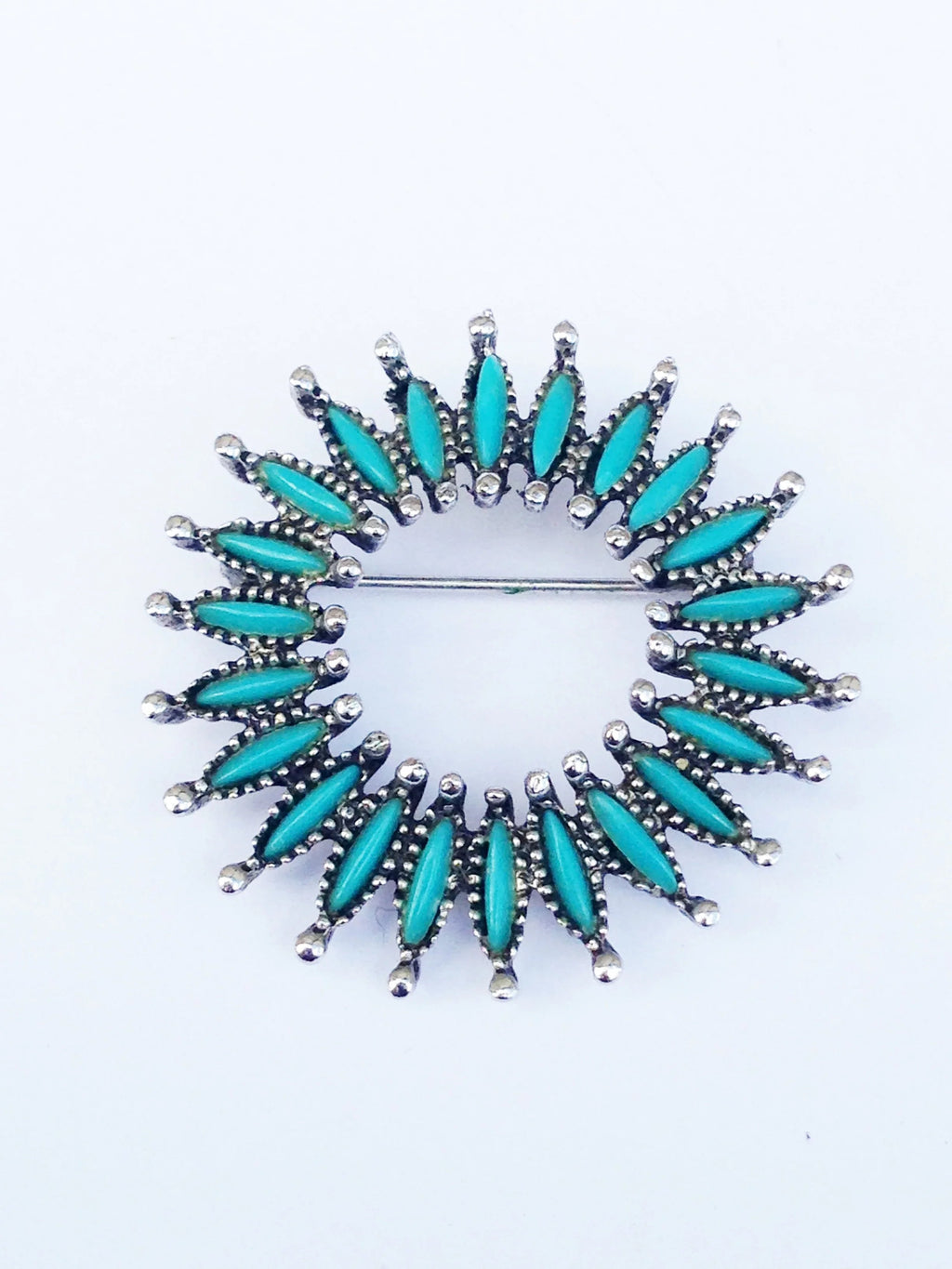Faux Turquoise Petite Point Brooch Pin – Hers and His Treasures