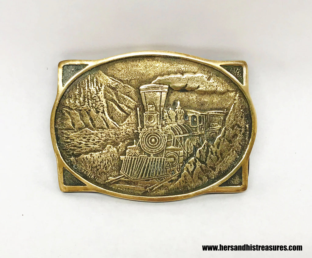 1975 Heritage Mint American Railroad Steam Locomotive Train Belt Buckle ...
